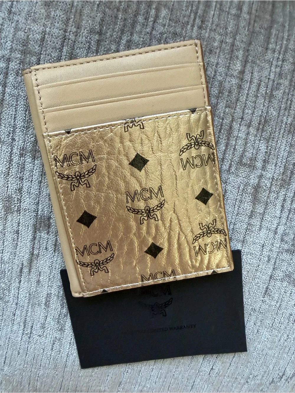 MCM | Bags | Mcm Gold Visetos Card Holder Holdermonogram Wallet Nwot ...